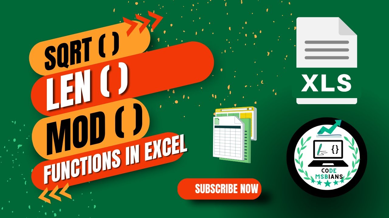 SQRT LEN And MOD Functions In Excel YouTube SQRT LEN And MOD Functions In Excel YouTube