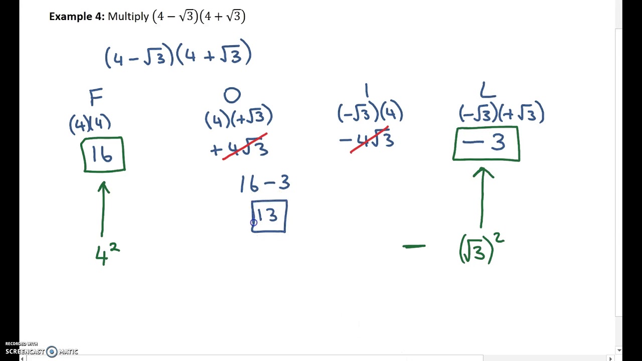 Multiplying Conjugates of Radical Expressions - YouTube