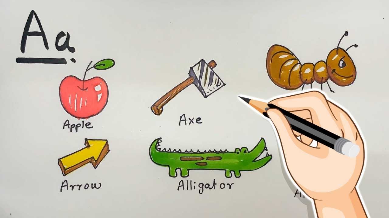 6 Easy to Draw Pictures For Alphabet A | Learn how to draw with ...