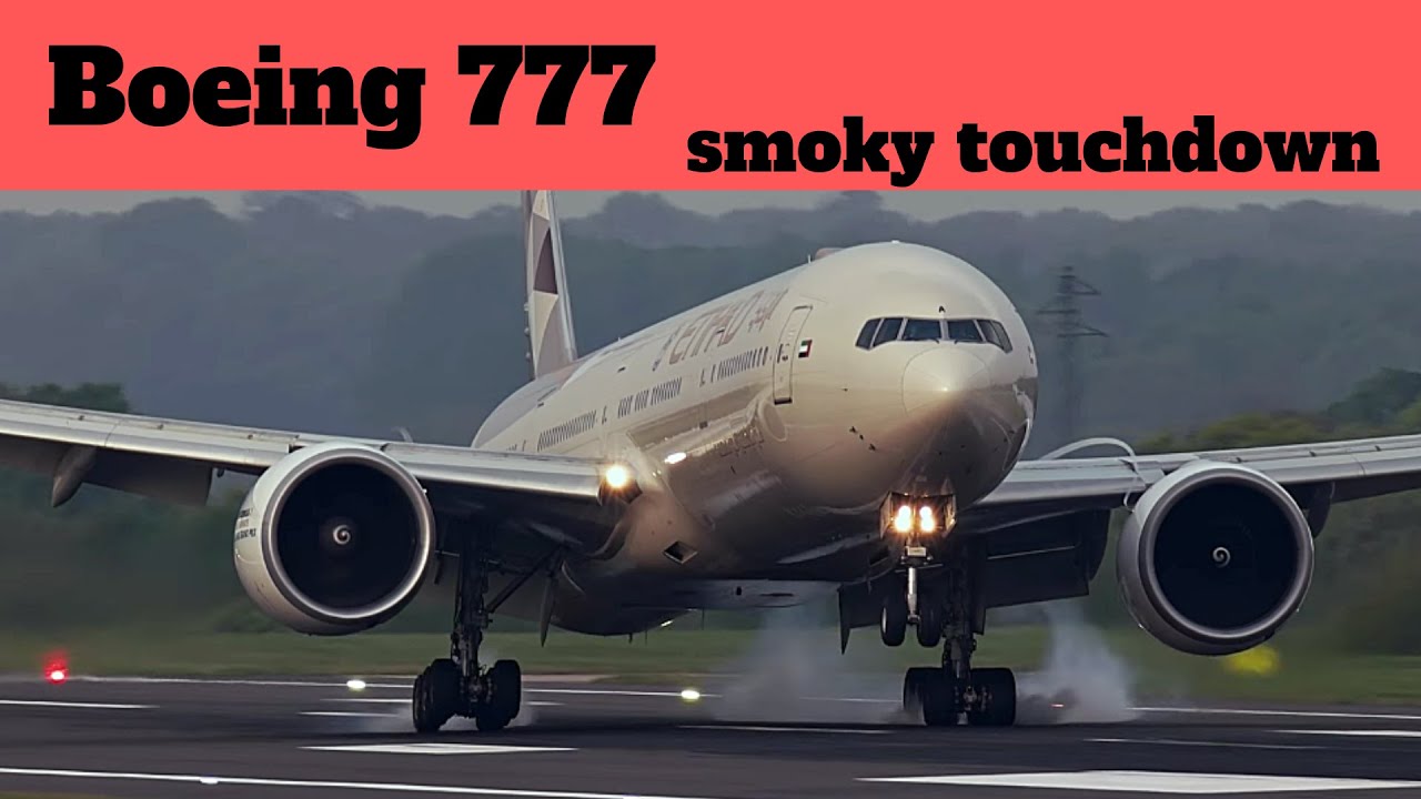 Boeing 777 landing - full elevator deflection - YouTube