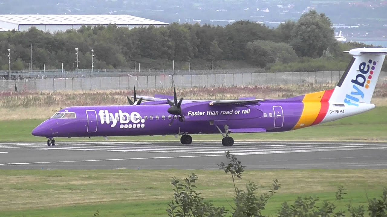 PURPLE FLYBE G-PRPA take off from George Best City Airport - YouTube