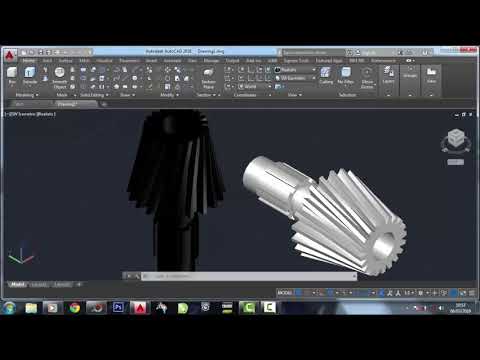 bevel gear 3dimensi AutoCAD - YouTube