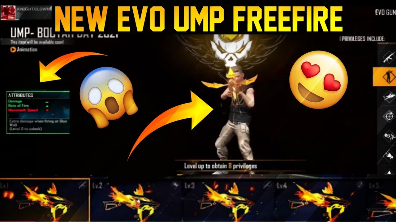 EVO UMP FREE FIRE | EVO UMP EMOTE | NEW EVO GUN FREE FIRE - YouTube