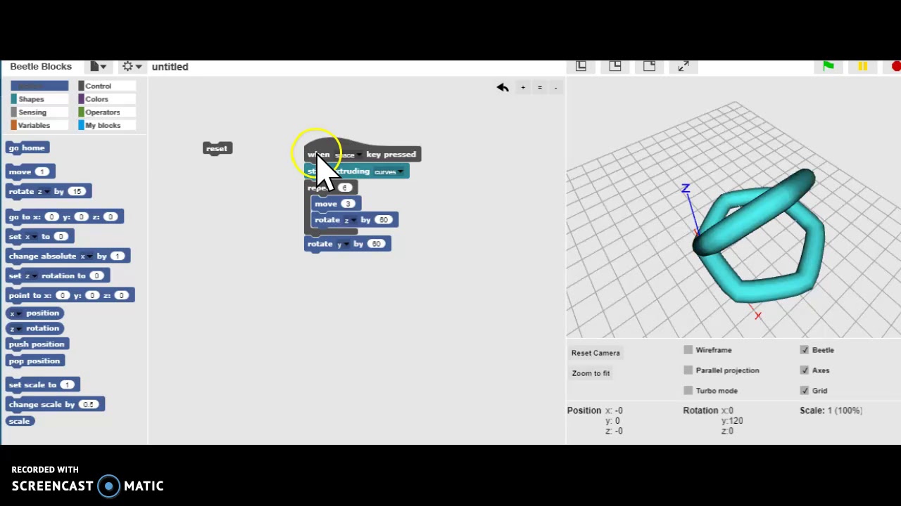 Exploring knot-like shapes in Beetle Blocks - YouTube