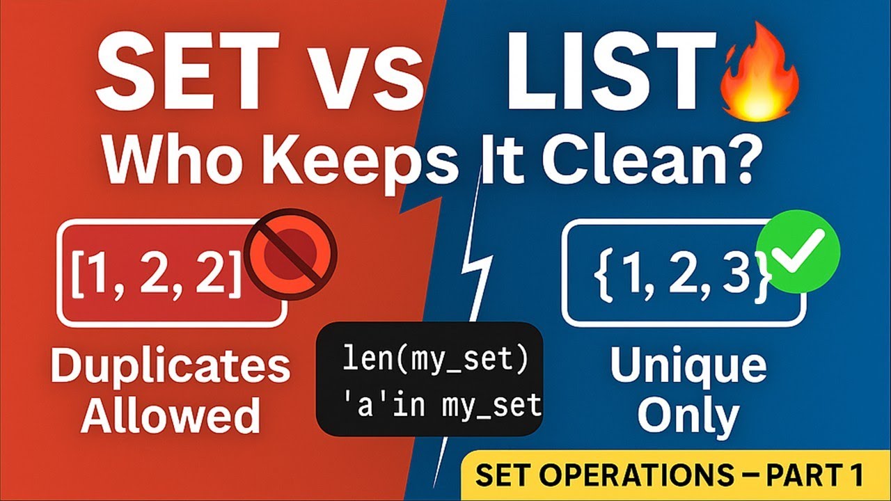 What Is a Set in Python? Set vs List + Key Operations 🐍 (Part 1) - YouTube