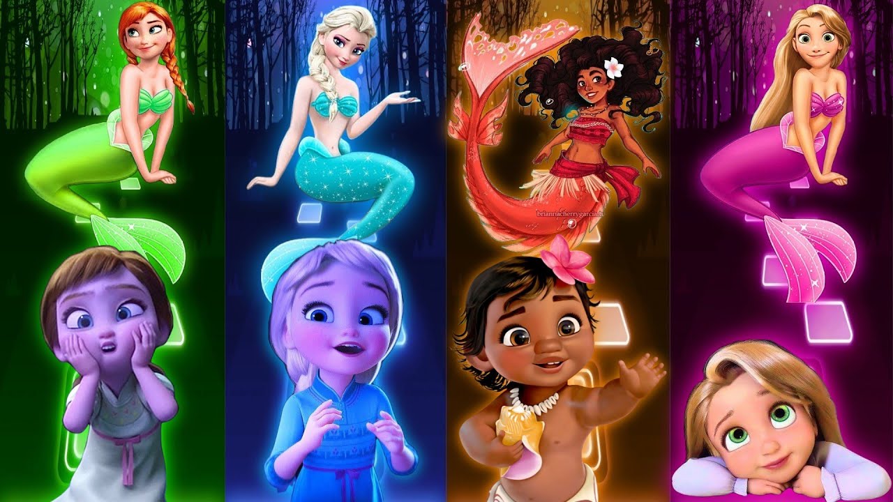 Anna Mermaid VS Frozen Elsa Mermaid VS Moana Mermaid VS Rapunzel ...