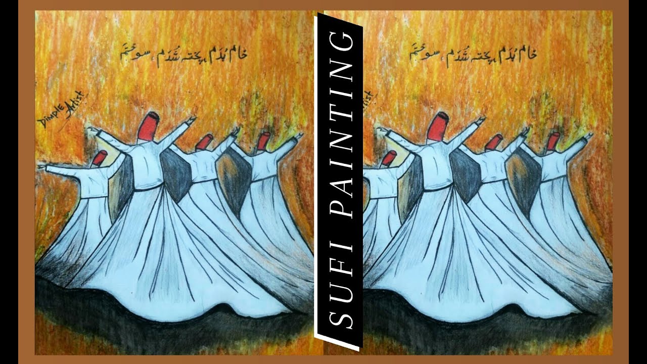 How to draw Sufi Drawing with oil pastel | SUFI PAINTING |_step by step ...