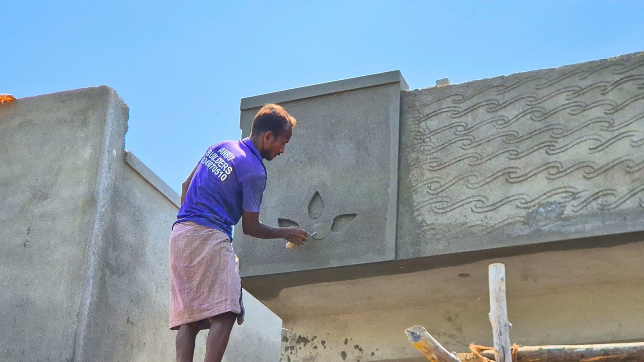 Wall Elevation Plastering_Techiques of Front Wall Cement Border ...