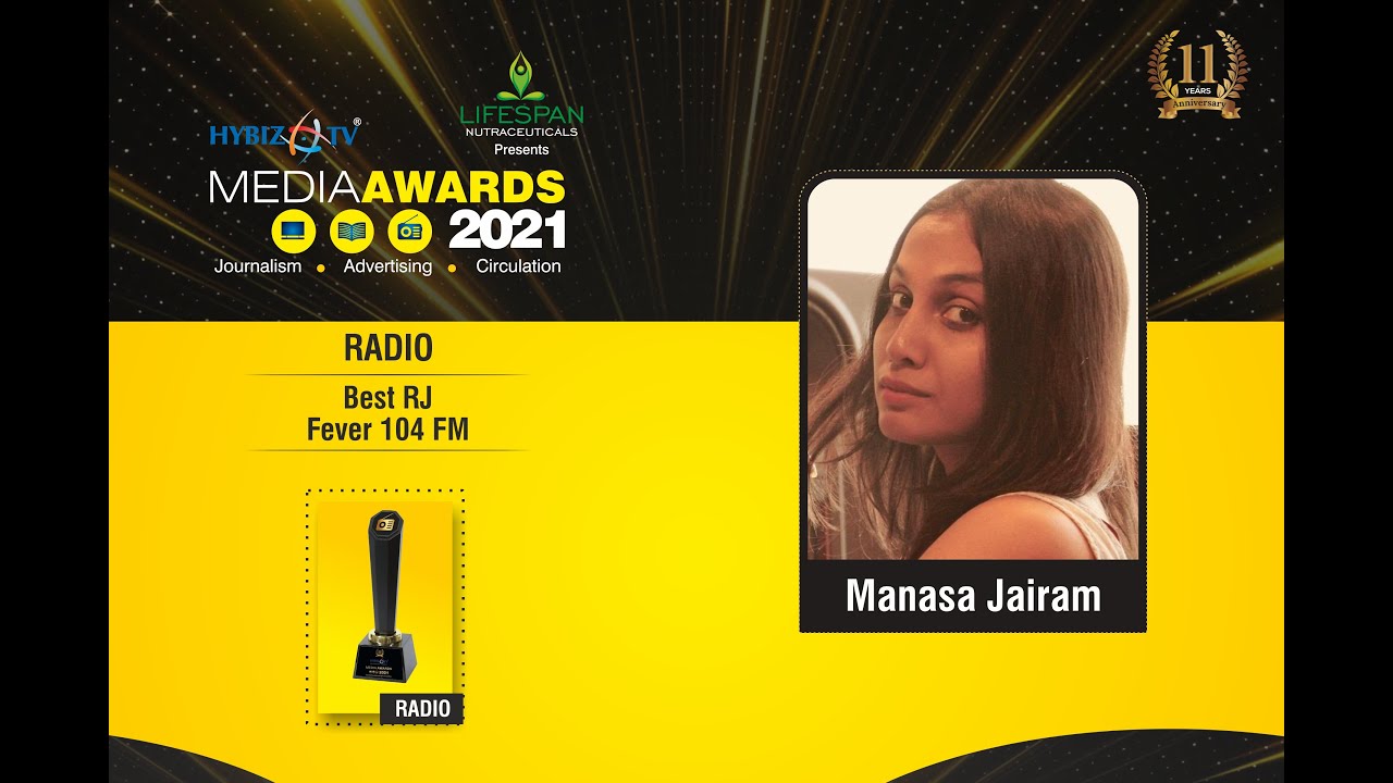 Best RJ Award - Manasa Jairam || Fever 104 FM || Hybiz Media Awards ...