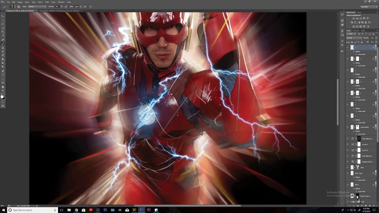 Flash - Speed Force Photoshop Timelapse - YouTube