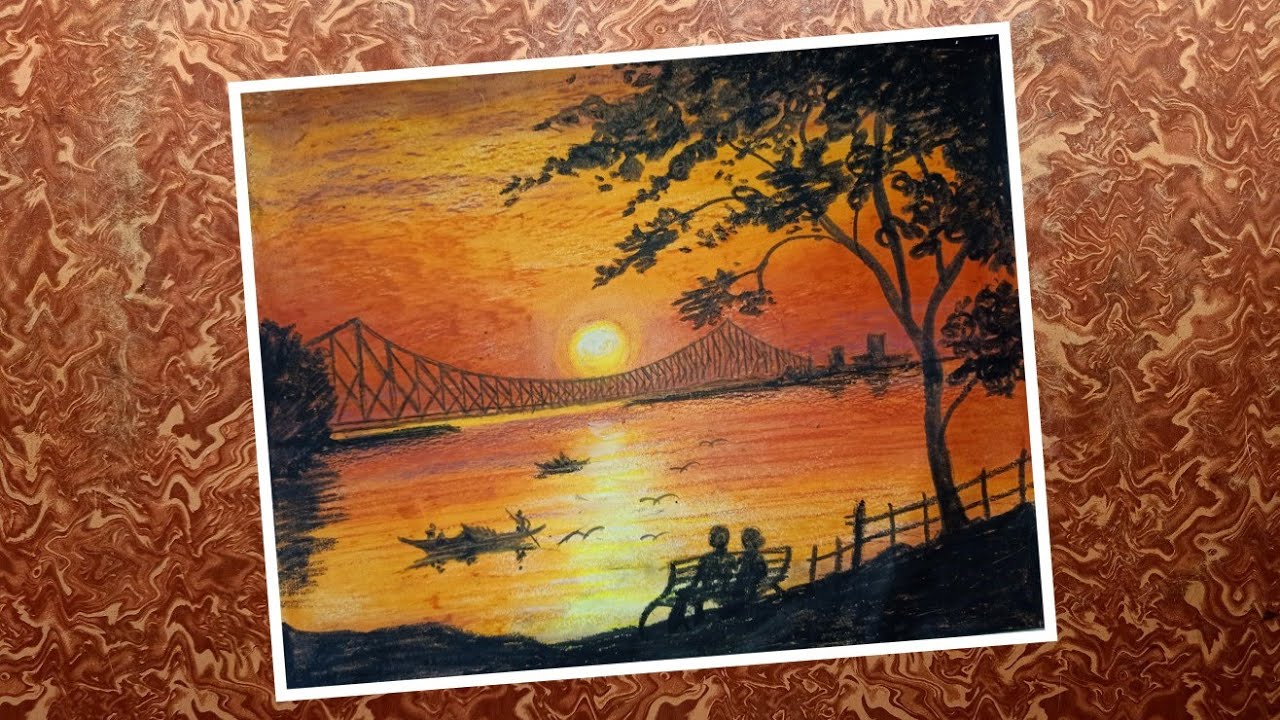 How to Draw Howrah Bridge Kolkata | Beautiful Scenery with Romantic ...