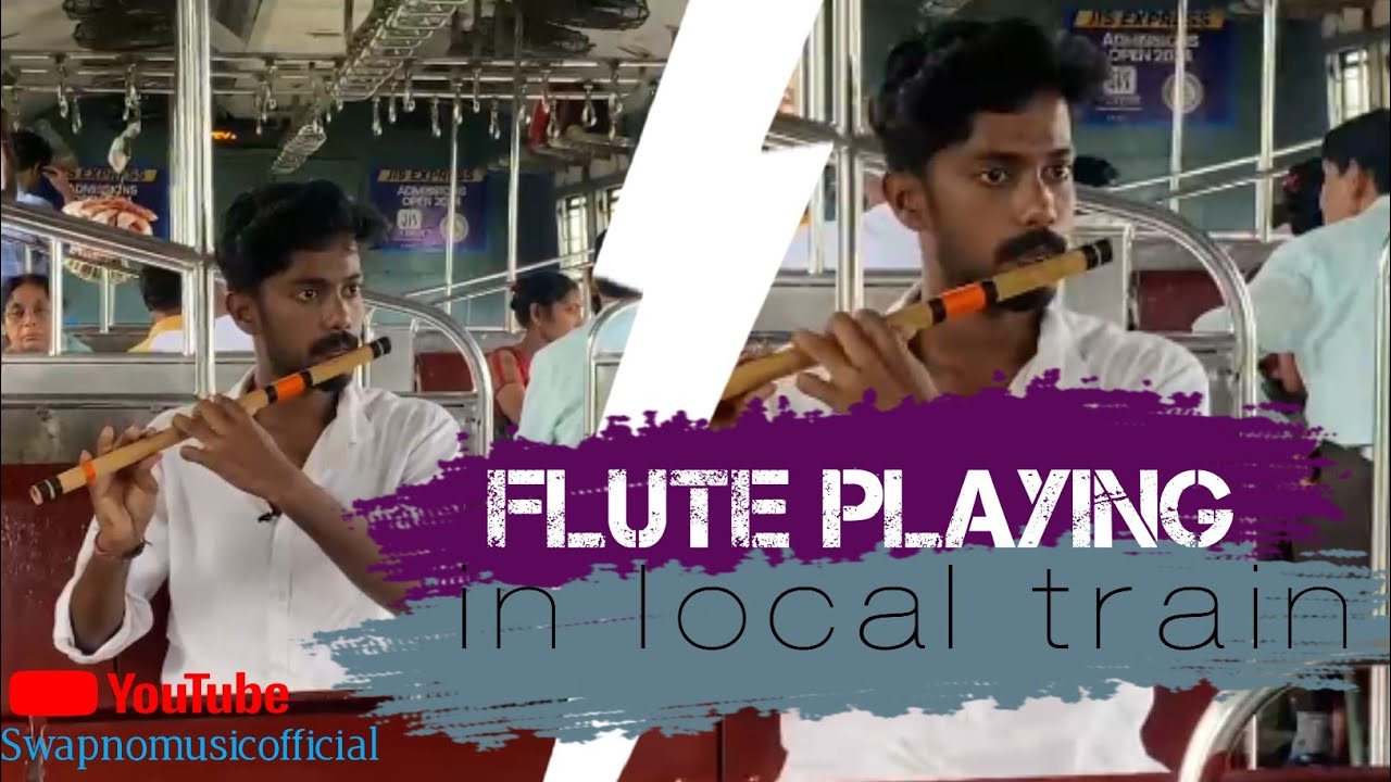 flute playing in train | mashup| public reaction| by sudip das - YouTube
