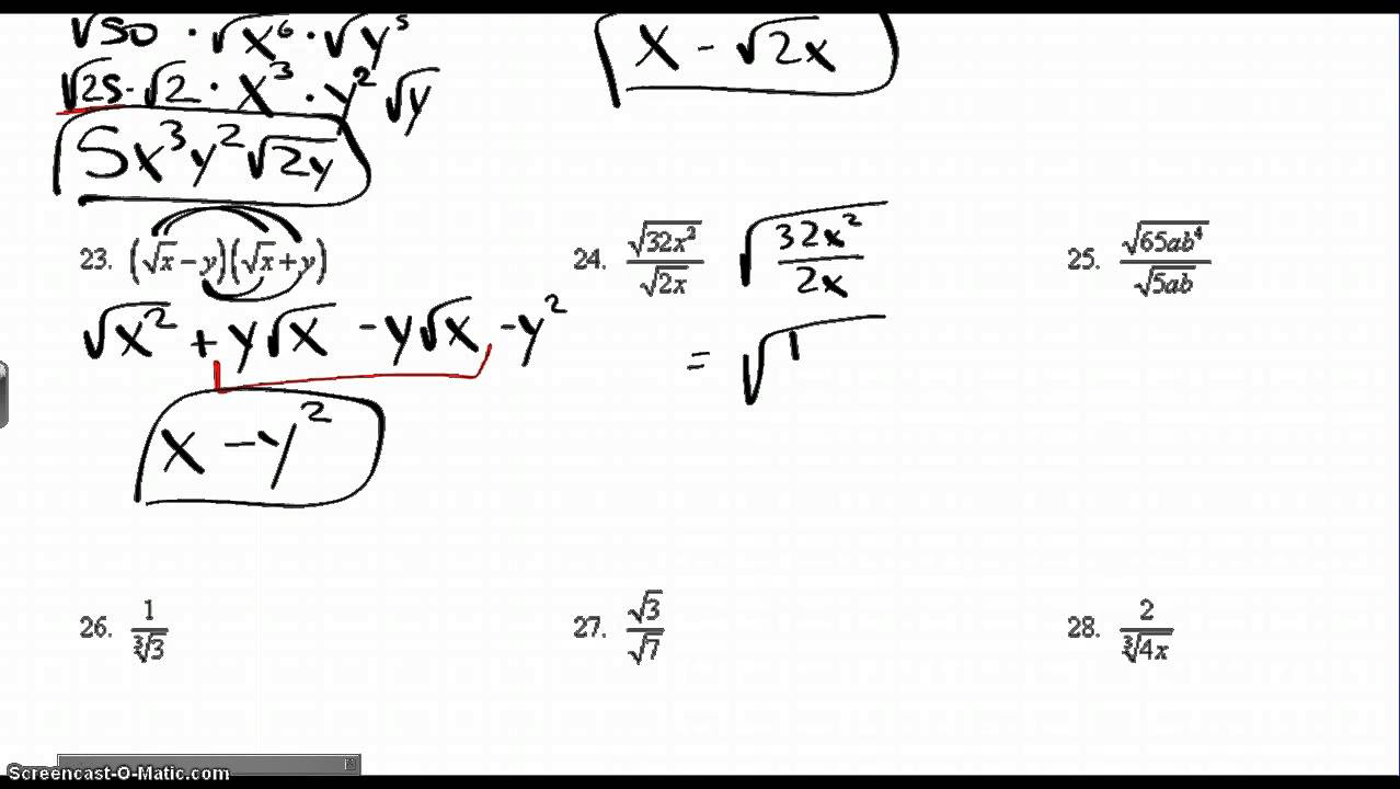 Algebra 2C Chapter 7 Review Problems 16-28 - YouTube