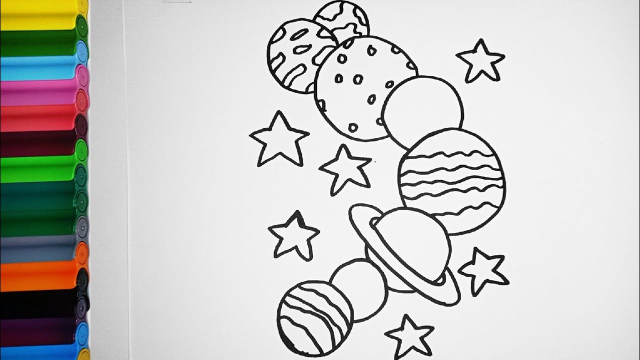Belajar Menggambar Planet dan Mewarnai, Melukis Luar Angkasa #art - YouTube