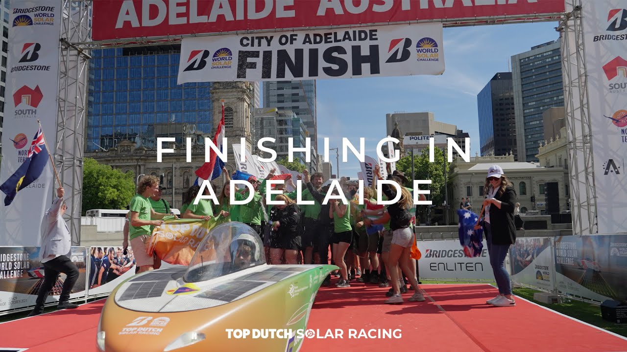 Finishing In Adelaide | Bridgestone World Solar Challenge 2023 - YouTube