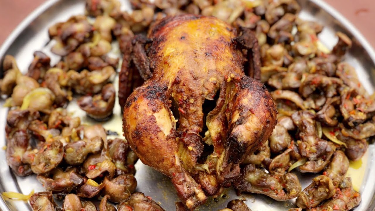 Grilled Full chicken with fried Gizzard - YouTube