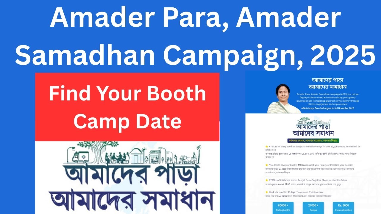 আমাদের পাড়া আমাদের সমাধান | Aamader Para Aamader Samadhan Campaign 2025 I Find Your Booth Camp ...