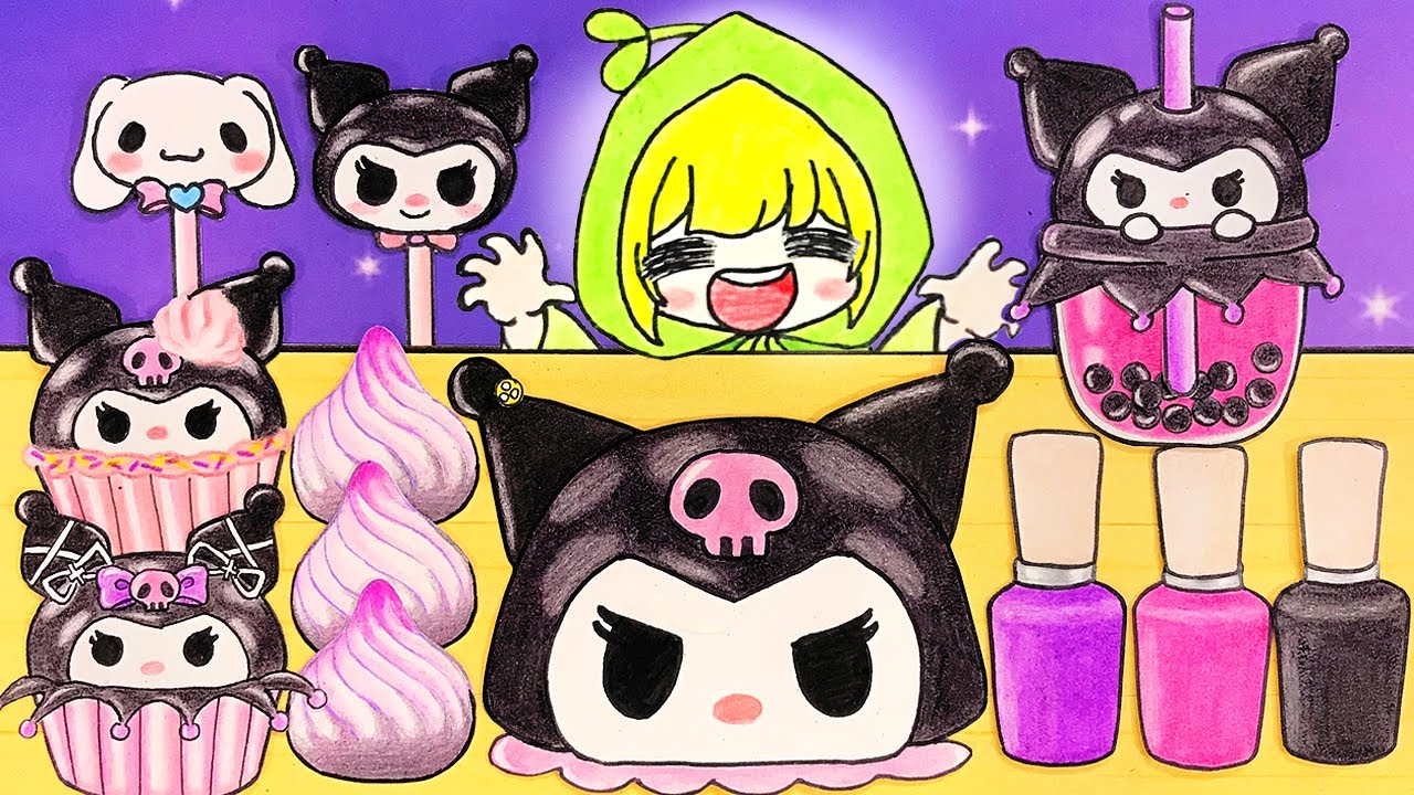 SANRIO KUROMI MUKBANG | Gemma Eating My Melody Food (Boba Milk Tea ...