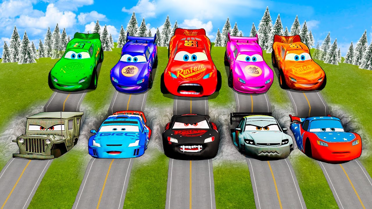 Mega Pixar Cars Pit Transform McQueen and Friends Into Beast Mcqueen ...