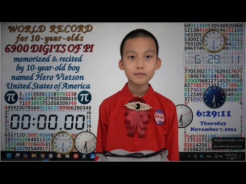 6900 Digits of Pi World Record for 10-year-olds memorized & orally ...