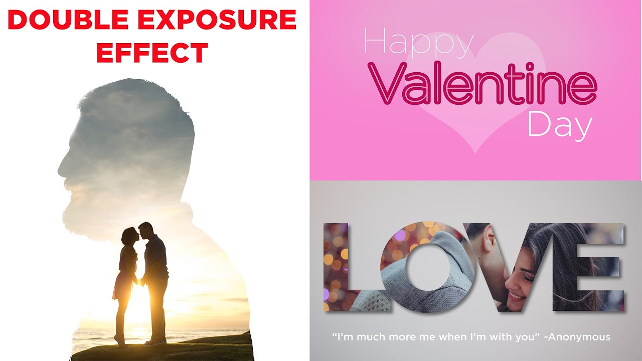 💞💝Valentine's Day Double Exposure Effect | Valentine Day Greeting Card ...