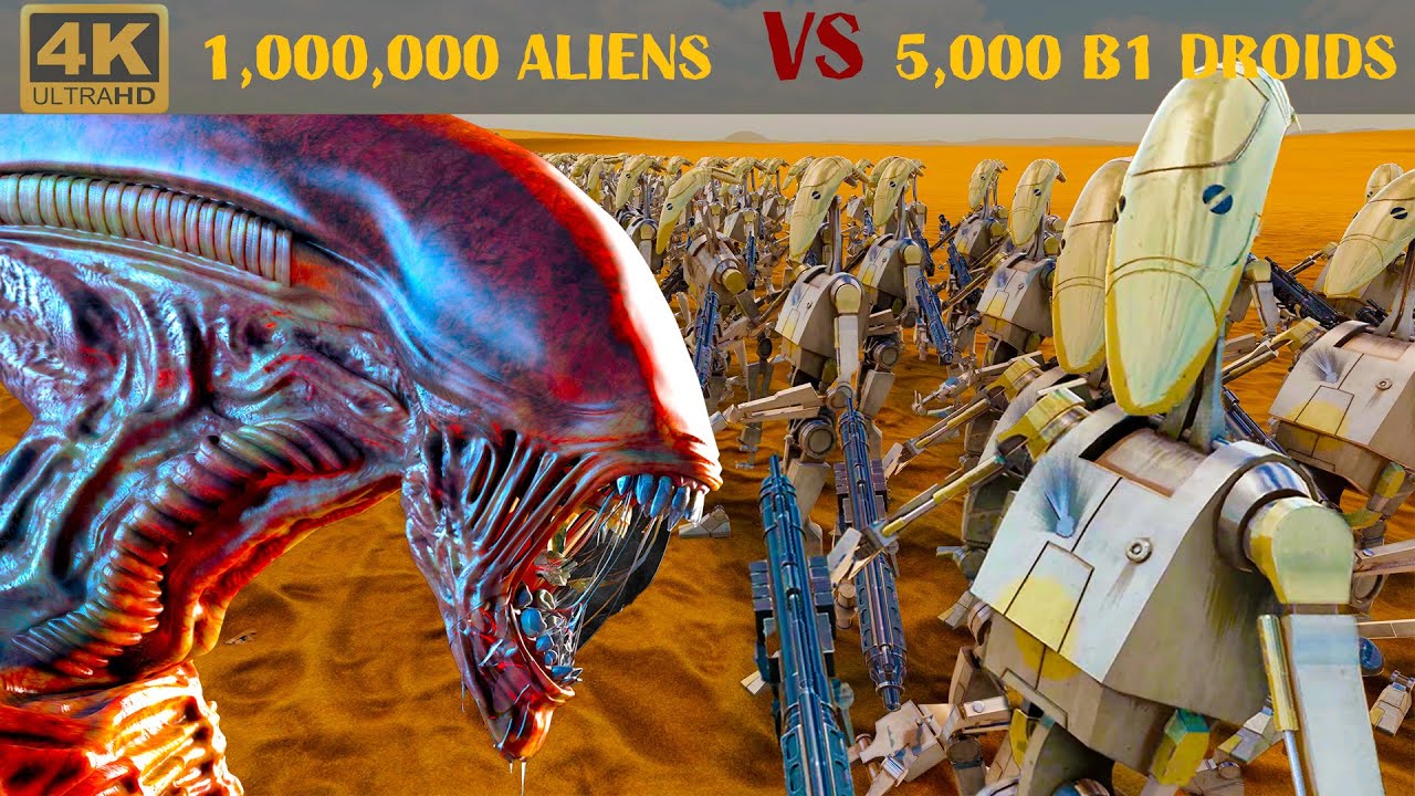 1,000,000 Aliens VS 5,000 B1 Droids - UEBS2 - epic battle [4k] - YouTube