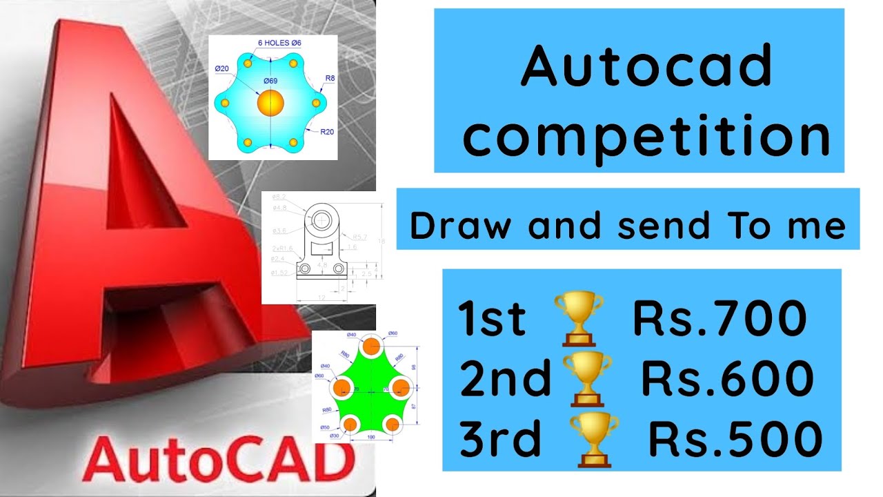 Autocad competition | 1st prize Rs 700 | Draw and send me win prize🏆 ...
