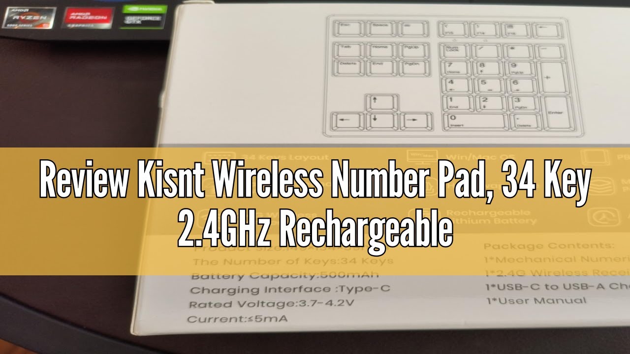 Review Kisnt Wireless Number Pad, 34 Key 2.4GHz Rechargeable Mechanical ...
