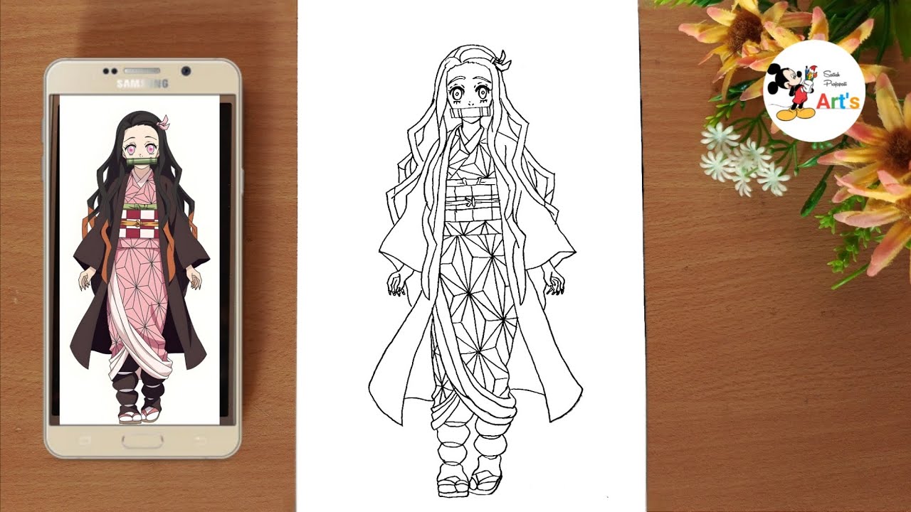 How to Draw Nezuko Kamado Full Body || Draw Nezuko from demon slayer ...