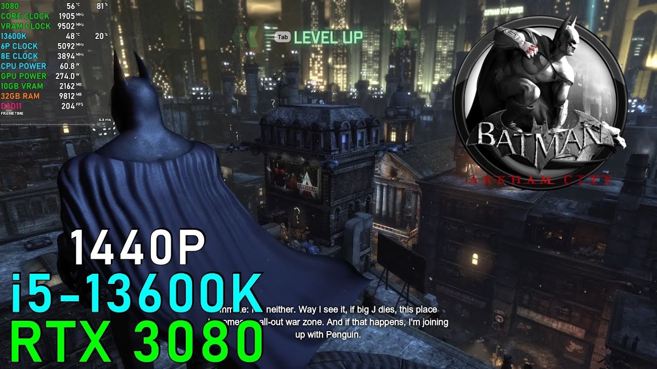 Batman Arkham City: [Custom High - 1440P] RTX 3080 | 13600K - YouTube