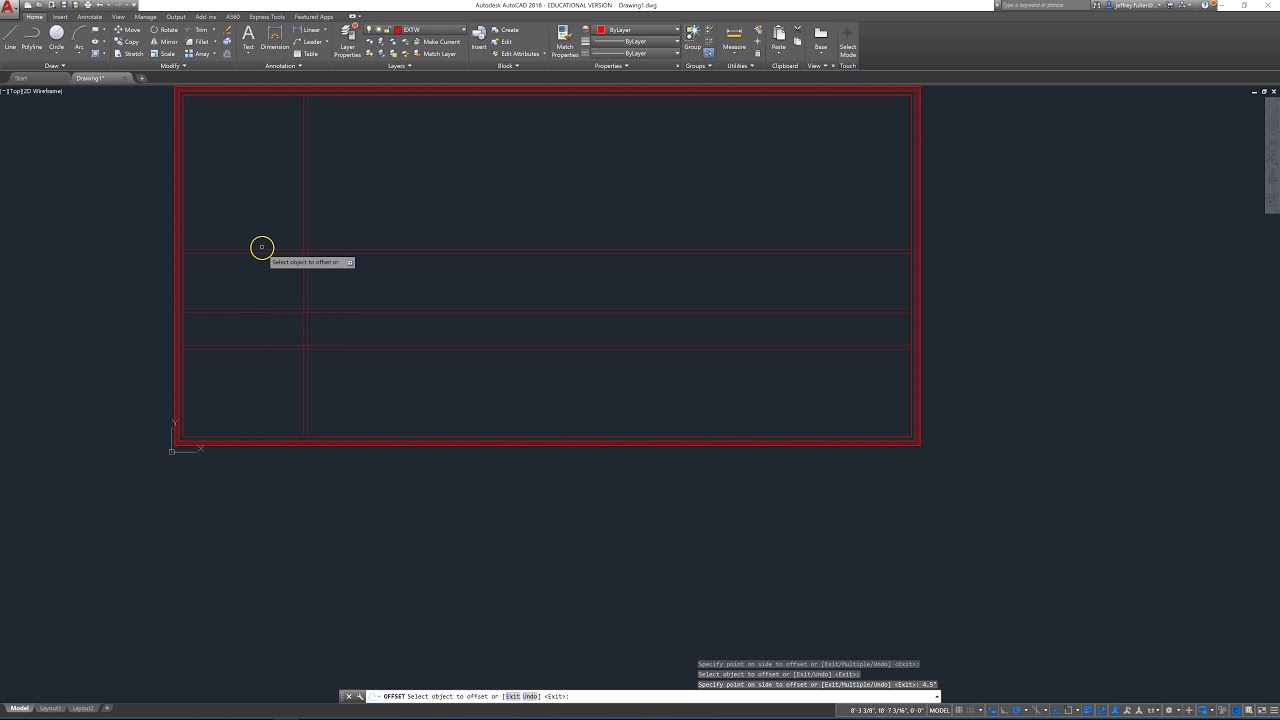 Constructing interior walls With AutoCAD - YouTube