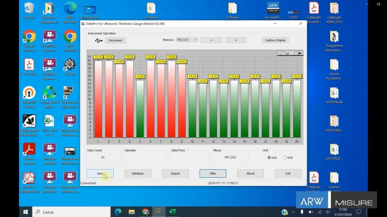 Guida all'utilizzo del Software DataPro dello Spessimetro ad ultrasuoni ...