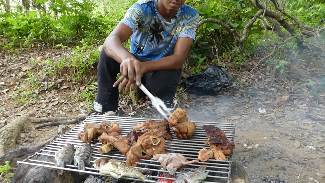 COCINANDO CERDO AL AIRE LIBRE EN EL MONTE SUPERVIVENCIA -RECETA UNICA ...