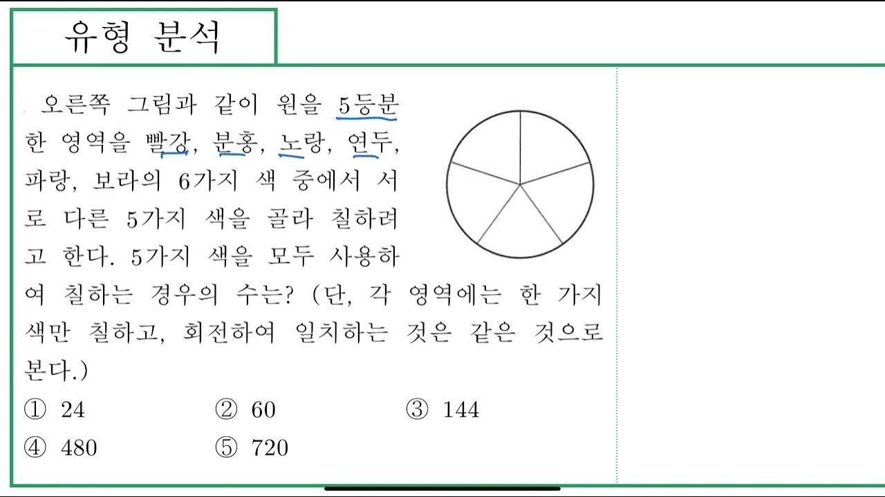 확률과통계 여러가지순열 N2 색칠하는 경우의 수 원순열 개념알기 Youtube