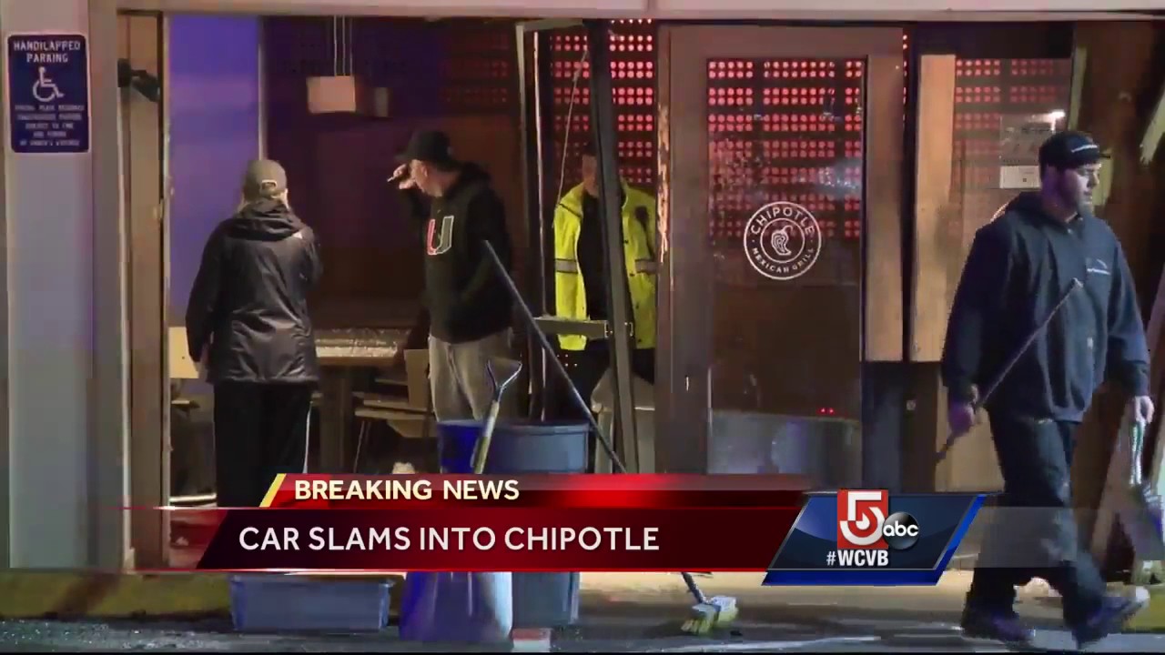 Car slams into Chipotle - YouTube