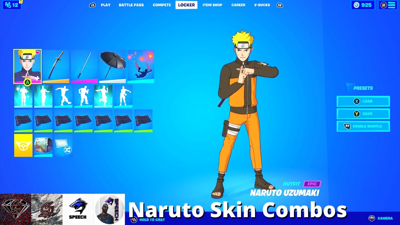Naruto Skin Combos (Fortnite Battle Royale) - YouTube