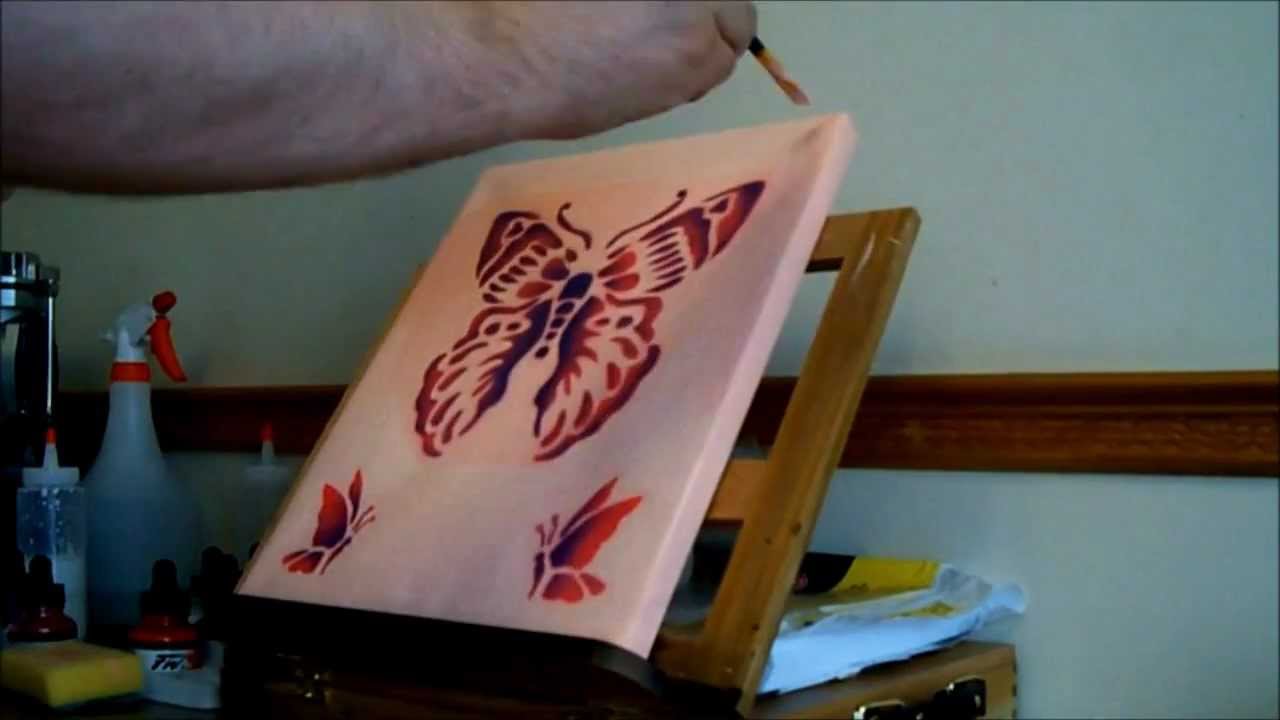 Airbrushed Butterflies On Canvas - YouTube