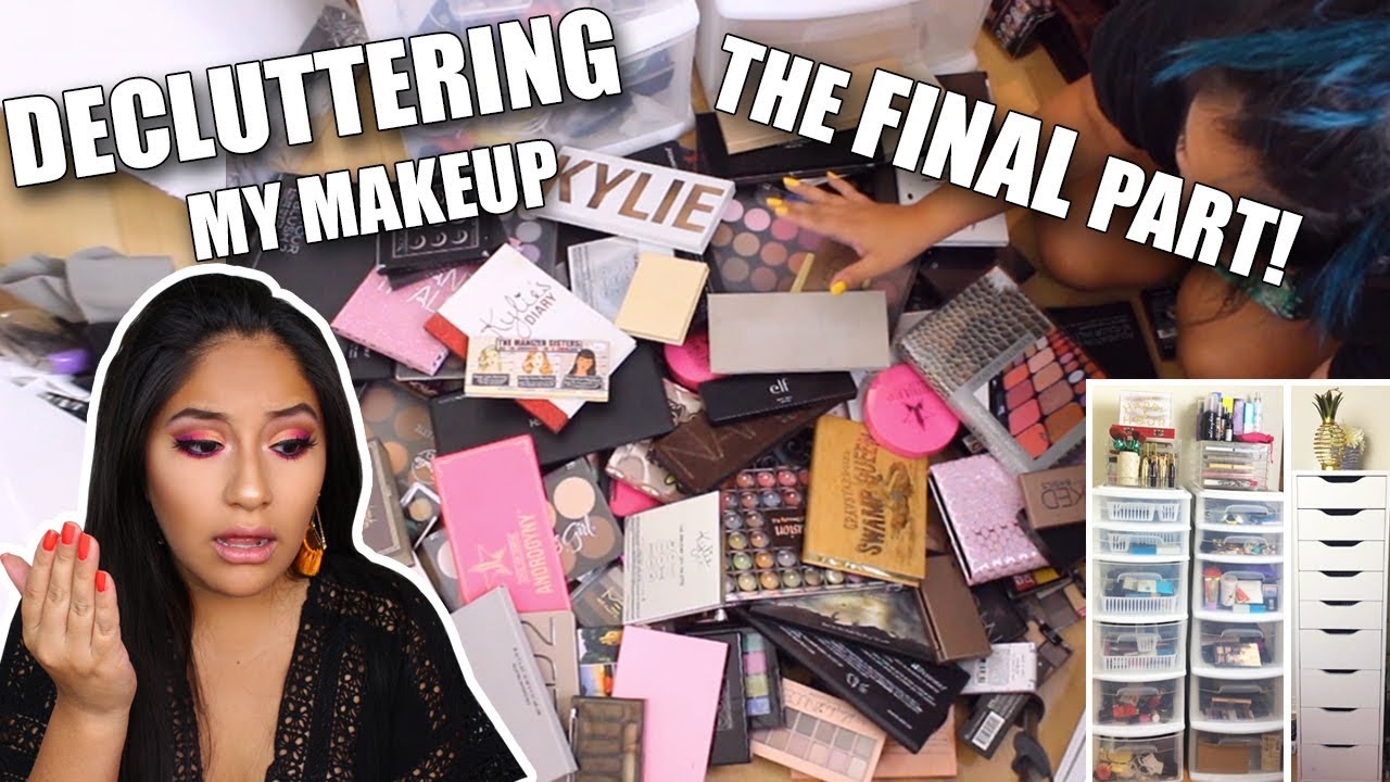 DECLUTTERING MY MAKEUP 2018 PT 3!! WE FINALLY DID IT!! - YouTube