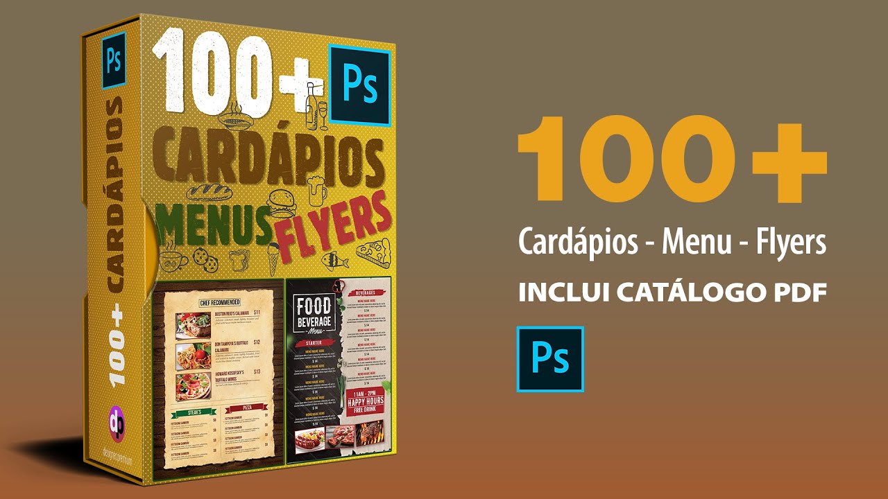 Cardápios, Menus, Flyers para Photoshop, psd. Fontes inclusas - YouTube