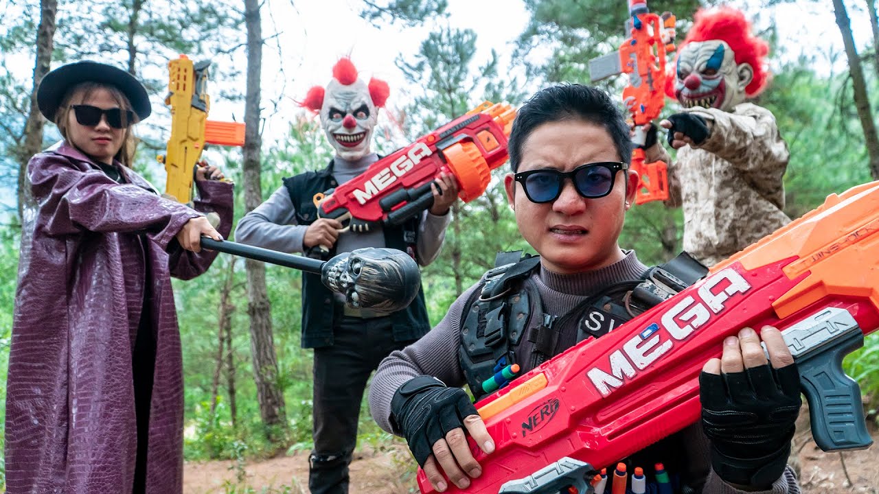 LTT Mask Nerf : Mansion Raid Guns Fight Criminal The Boss XICMAN Mask ...