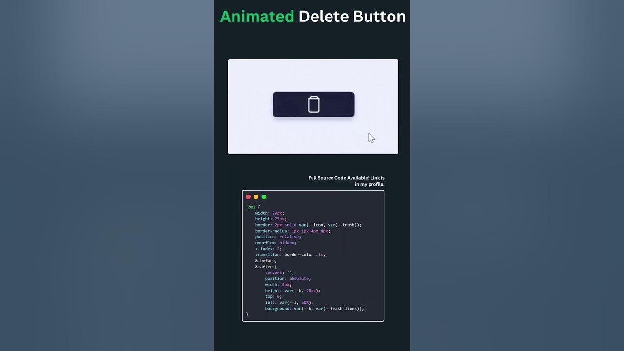 Animated delete button|css #css #coding - YouTube