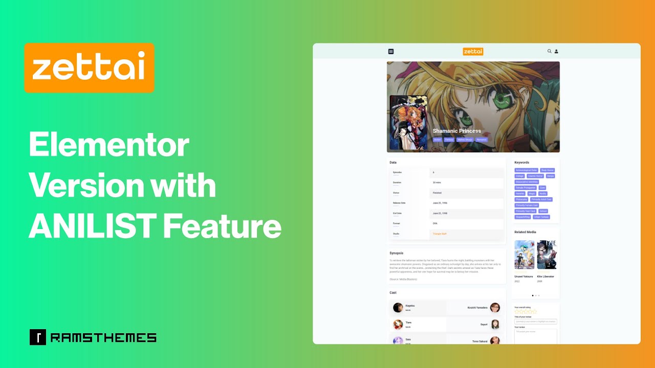 ZETTAI Anime WordPress Theme ELEMENTOR Version with ANILIST Feature ...
