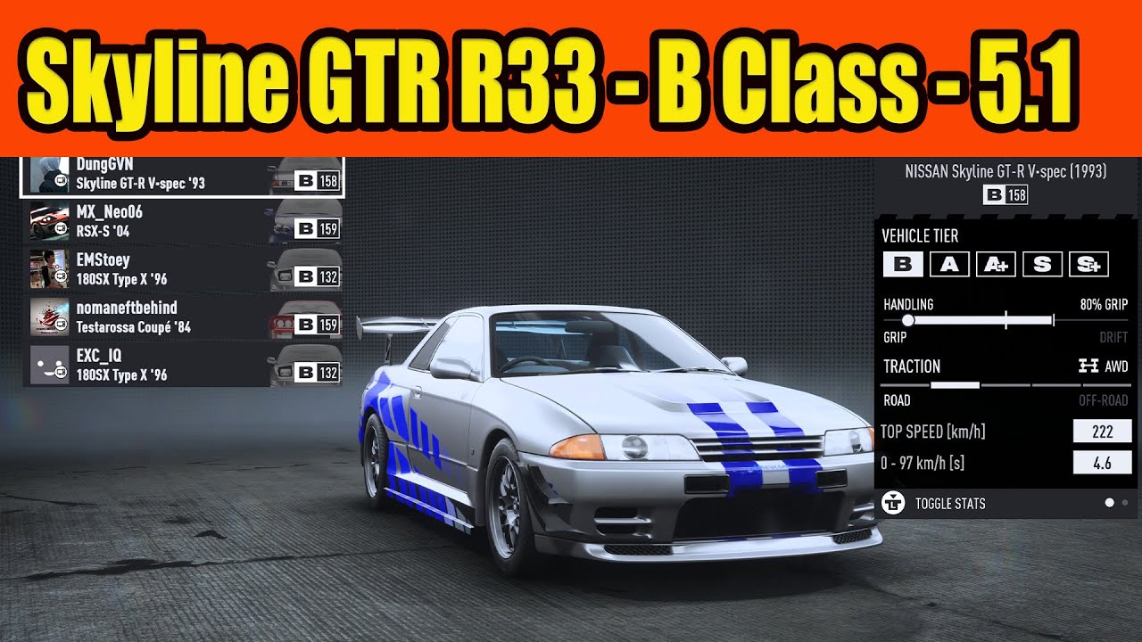 Nissan Skyline GTR R33 Build B Class Car in NFS Unbound Update Vol 5.1 ...