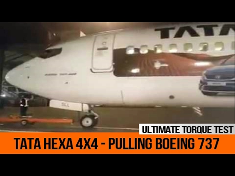 TATA HEXA SUV PULLING A 33 TON BOEING 737 PLANE WITH EASE - YouTube