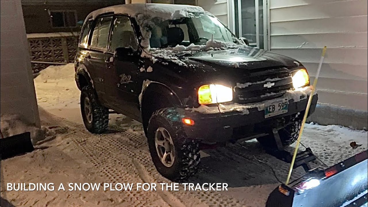 Lifted Tracker snow plow build - YouTube