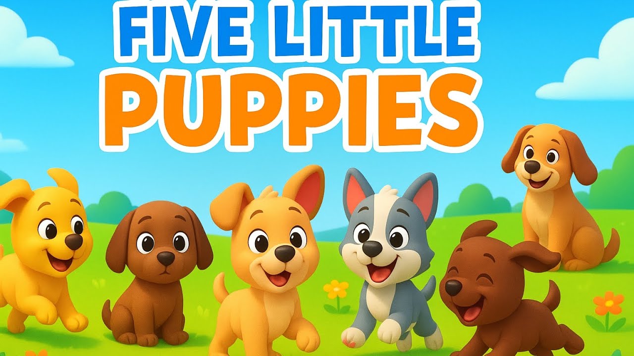 Five Little Puppies | Cute Puppy Song | Puppy Nursery Rhymes | Little ...