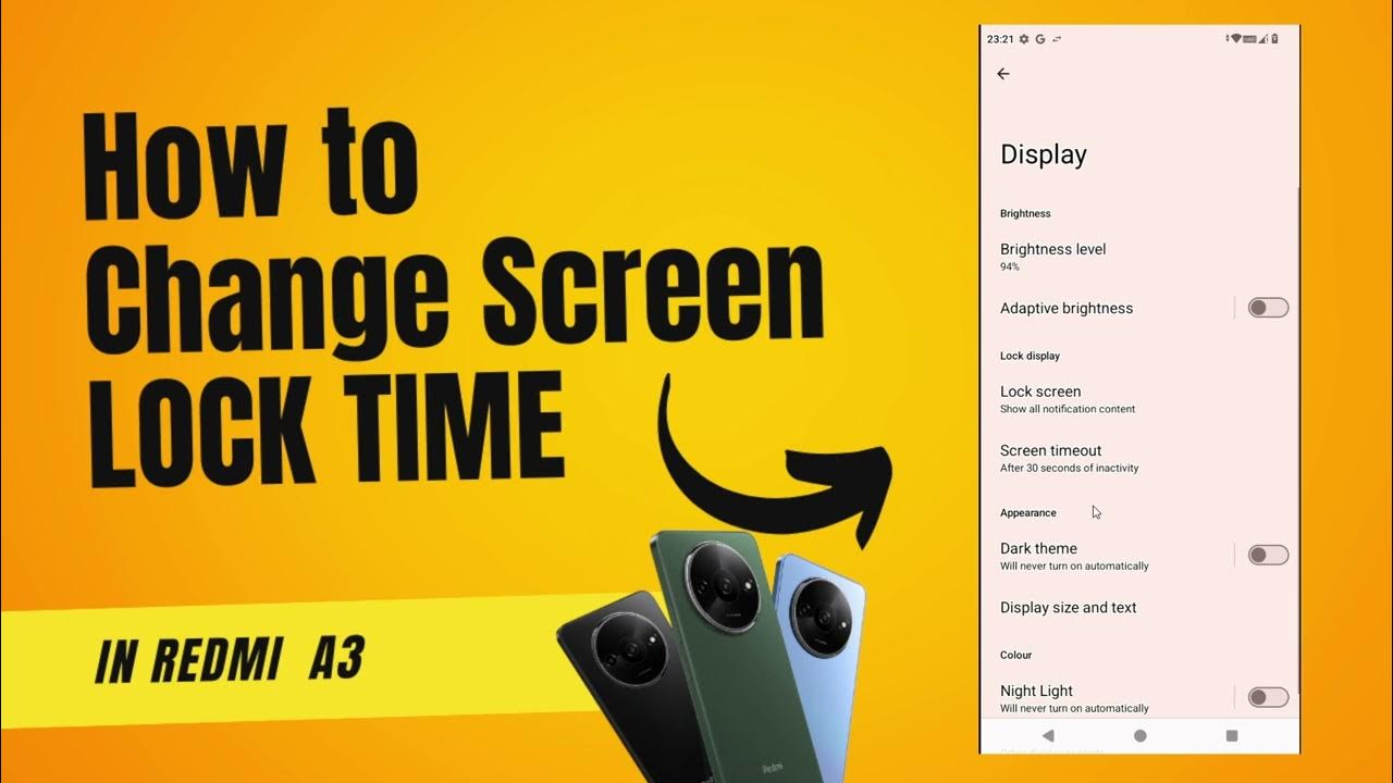 How to Change Screen Lock Time in Redmi A3 - YouTube