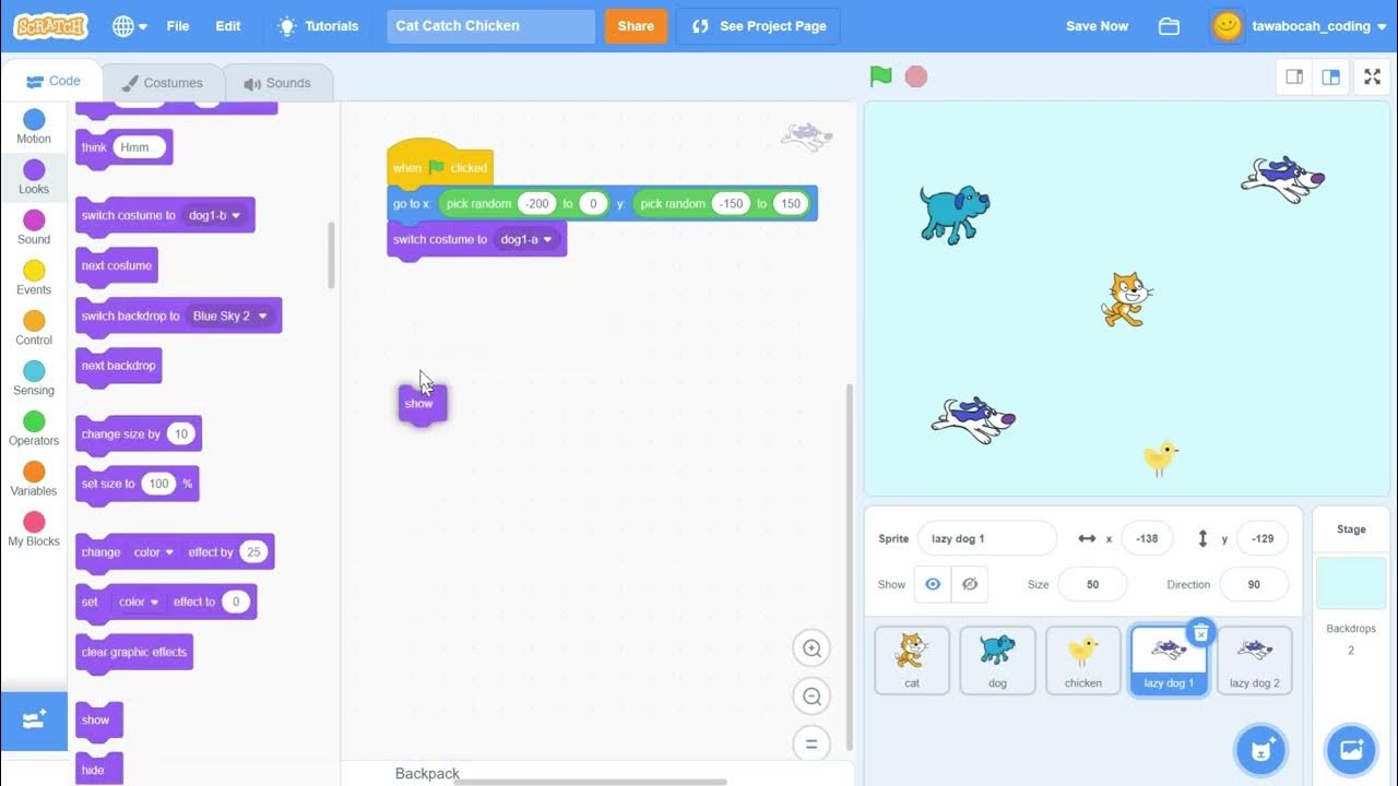 10 Minutes Scratch Coding For Kids - DIY Make a Game : Cat Catch ...
