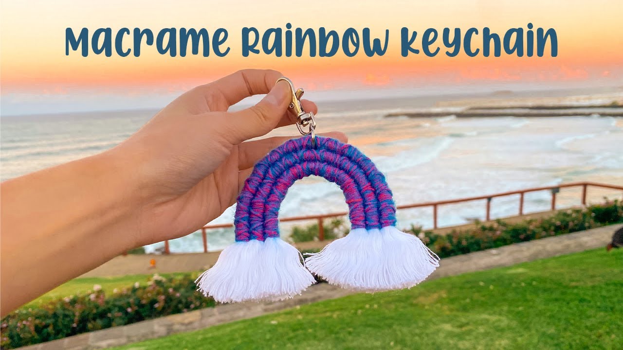 Macrame Rainbow TUTORIAL#1 | DIY Keychain for beginners | Cross pattern STEP BY STEP ...