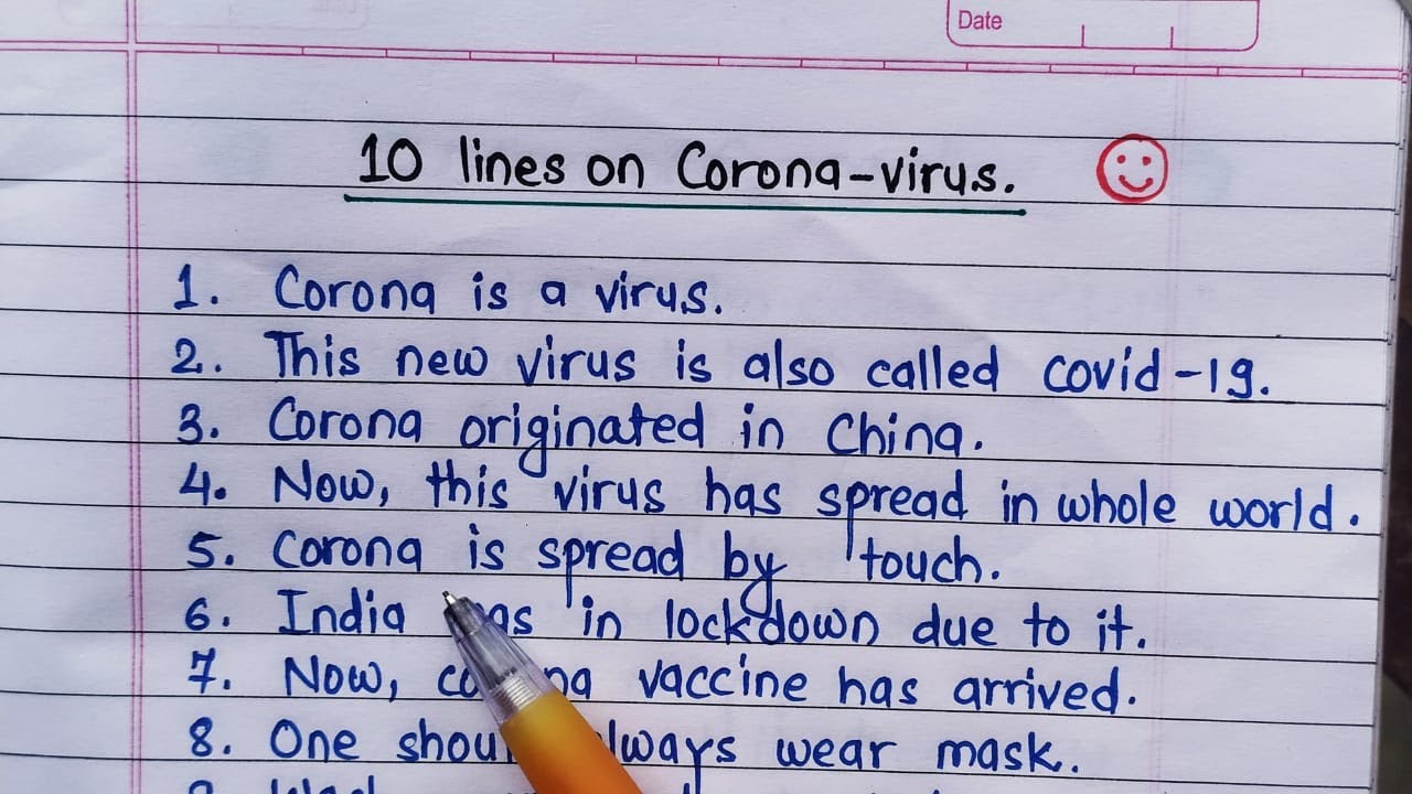 10 lines on coronavirus | essay in English | corona essay | easy essay ...